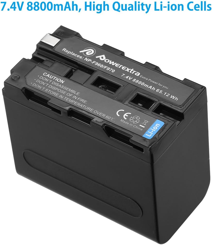 Powerextra NP F970, Batería de 7.4V 8.800mAh, para cámaras Sony